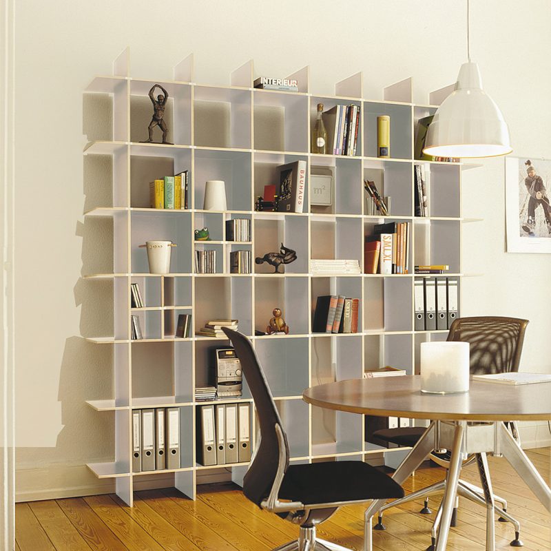 design regal weiß für bücher, ordner, LP - zum stecken, bücherregal